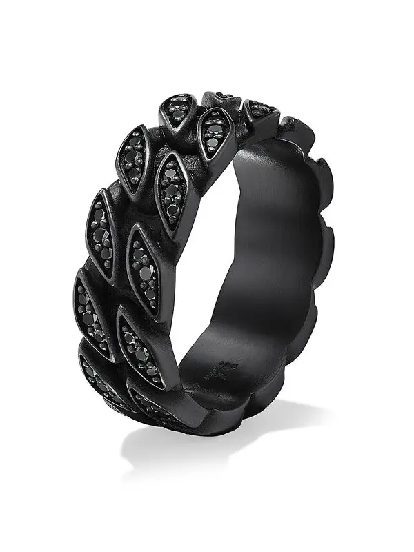 David Yurman Curb Chain Band Ring In Black Titanium