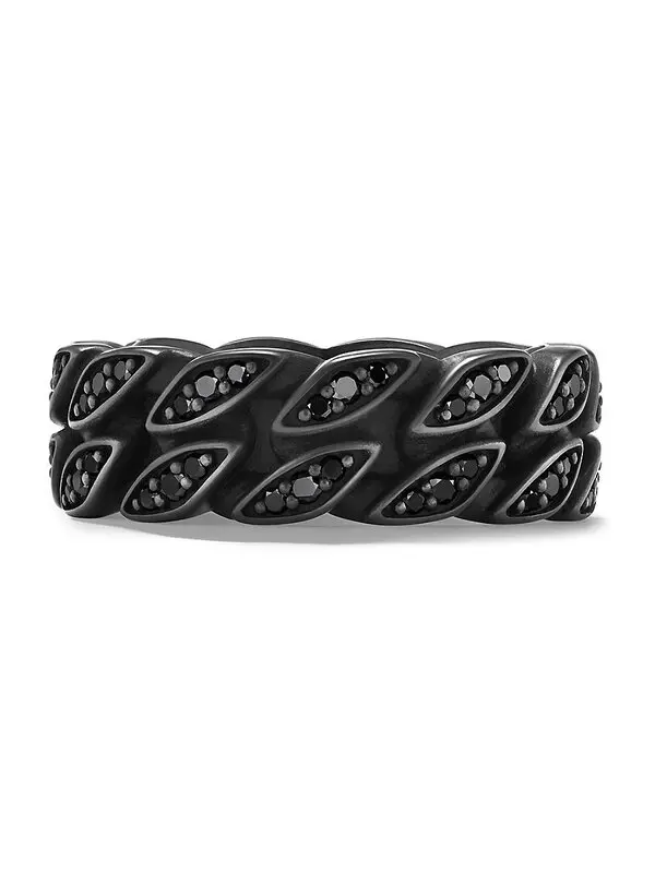 David Yurman Curb Chain Band Ring In Black Titanium