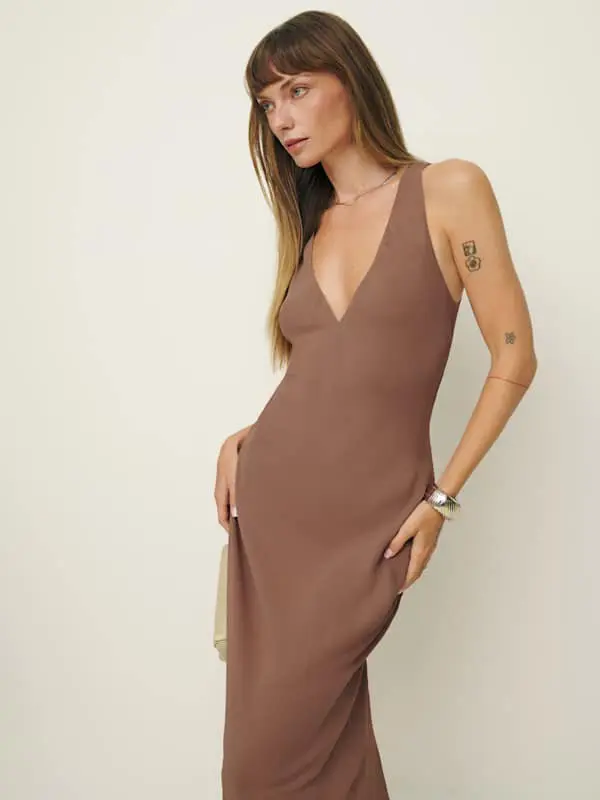 REFORMATION Siana Sleeveless Maxi Dress - Brown