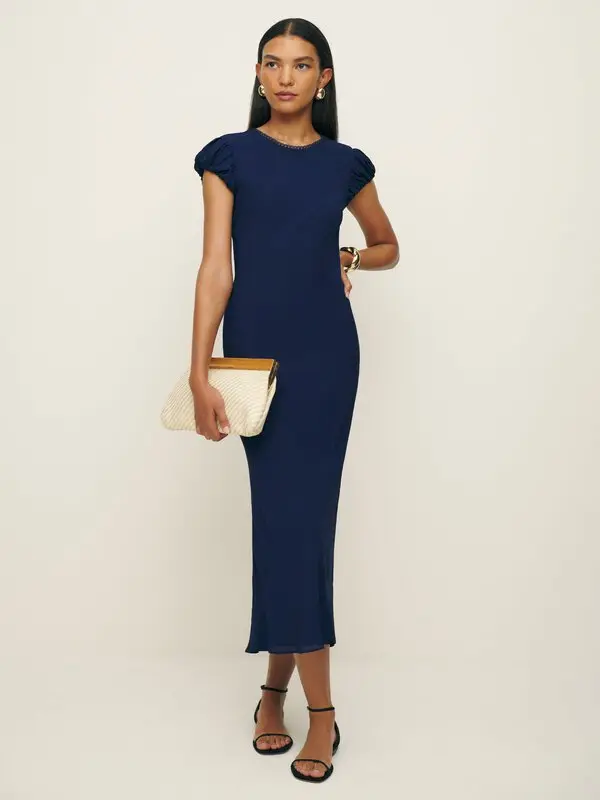 REFORMATION Leana Midi Dress With Lace Detail