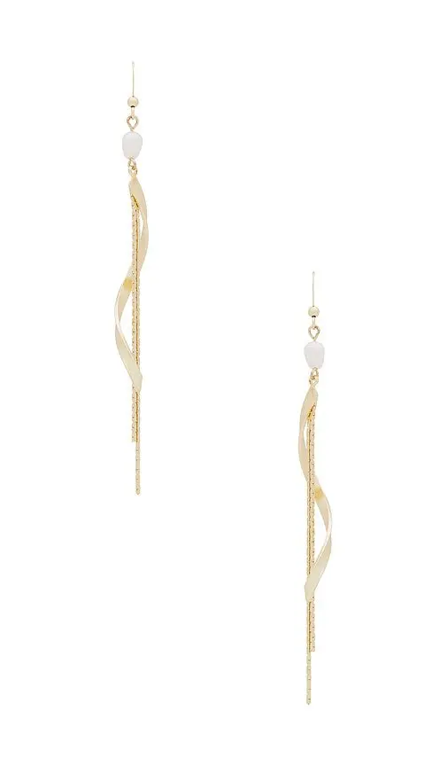 Ettika Twisted Freshwater Pearl Dangle Earrings - Gold