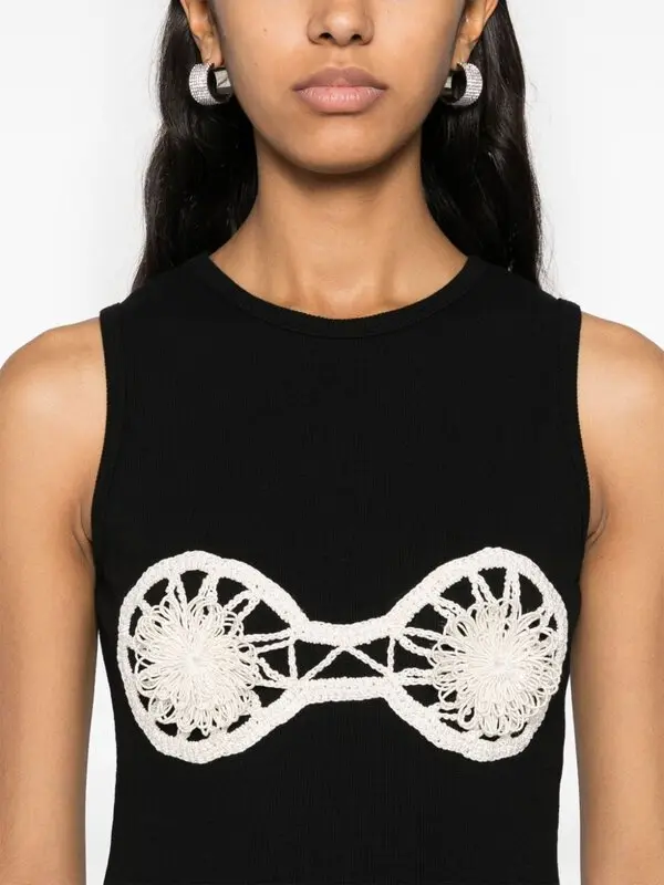 Magda Butrym Floral-appliqué Ribbed Tank Top