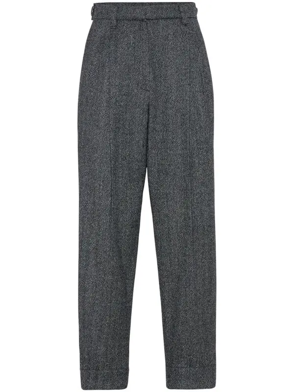 Brunello Cucinelli Herringbone-pattern Tailored Trousers