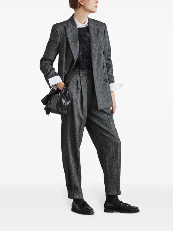 Brunello Cucinelli Herringbone-pattern Tailored Trousers