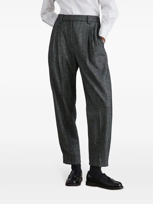 Brunello Cucinelli Herringbone-pattern Tailored Trousers