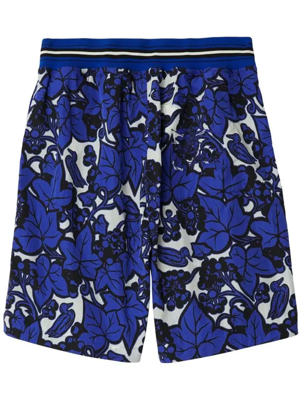 Burberry Leaf-print Shorts - Blue