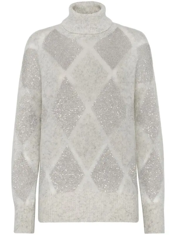 Brunello Cucinelli Sequined Roll-neck Jumper