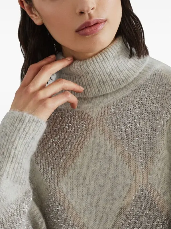 Brunello Cucinelli Sequined Roll-neck Jumper