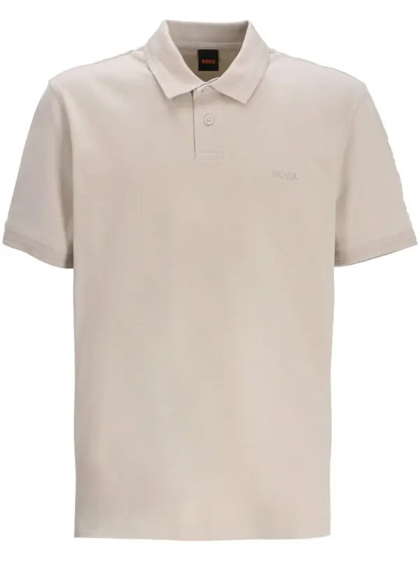 BOSS Logo-embroidered Cotton Polo Shirt - Neutrals