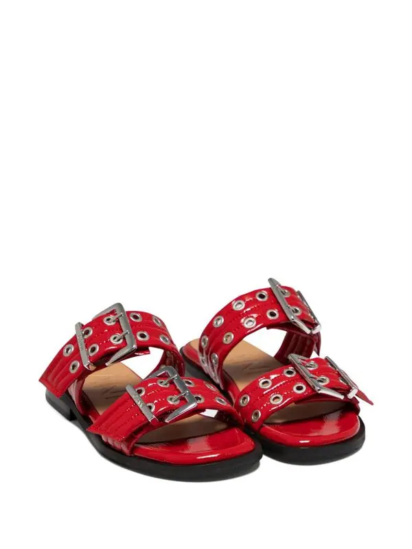 GANNI Buckle-fastening Slides - Red