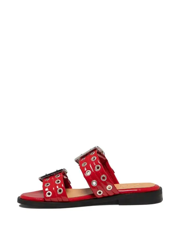 GANNI Buckle-fastening Slides - Red