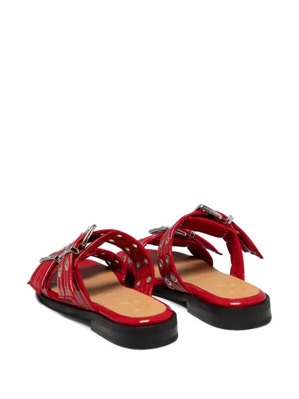 GANNI Buckle-fastening Slides - Red