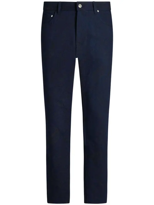 Etro Slim-cut Jacquard Jeans - Blue