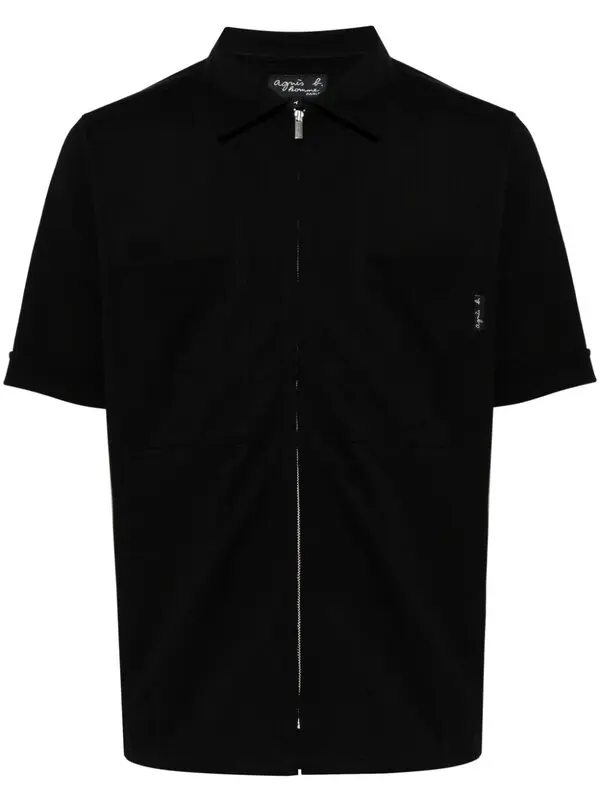 AGNES B. Zip-fastening Short-sleeve Cotton Shirt