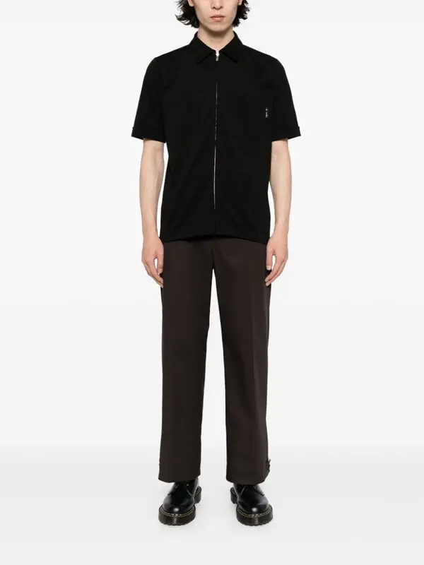 AGNES B. Zip-fastening Short-sleeve Cotton Shirt