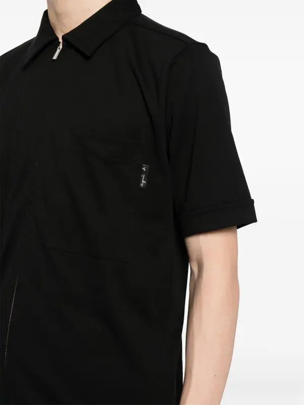 AGNES B. Zip-fastening Short-sleeve Cotton Shirt