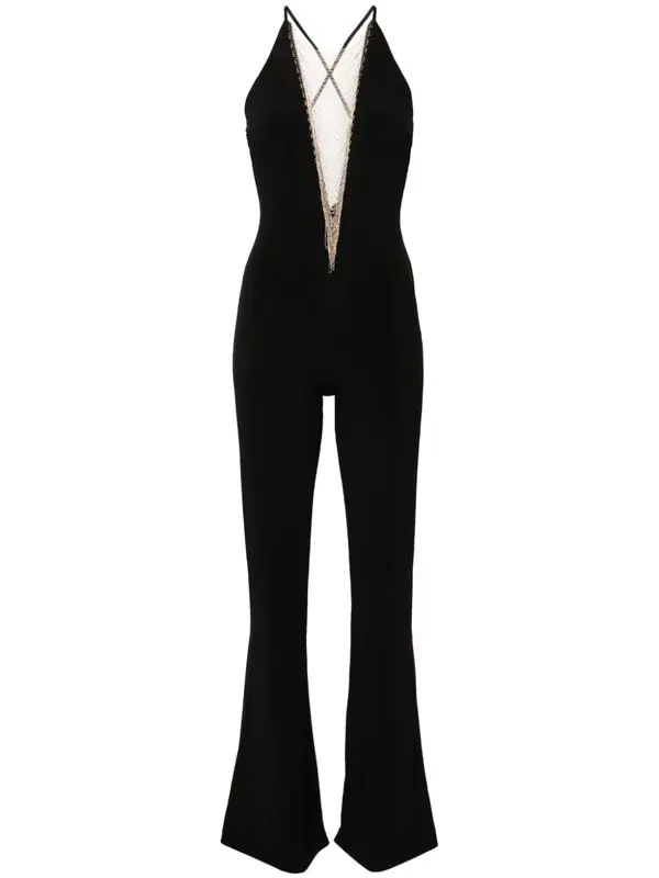 NISSA Plunging V-neck Jumpsuit - Black
