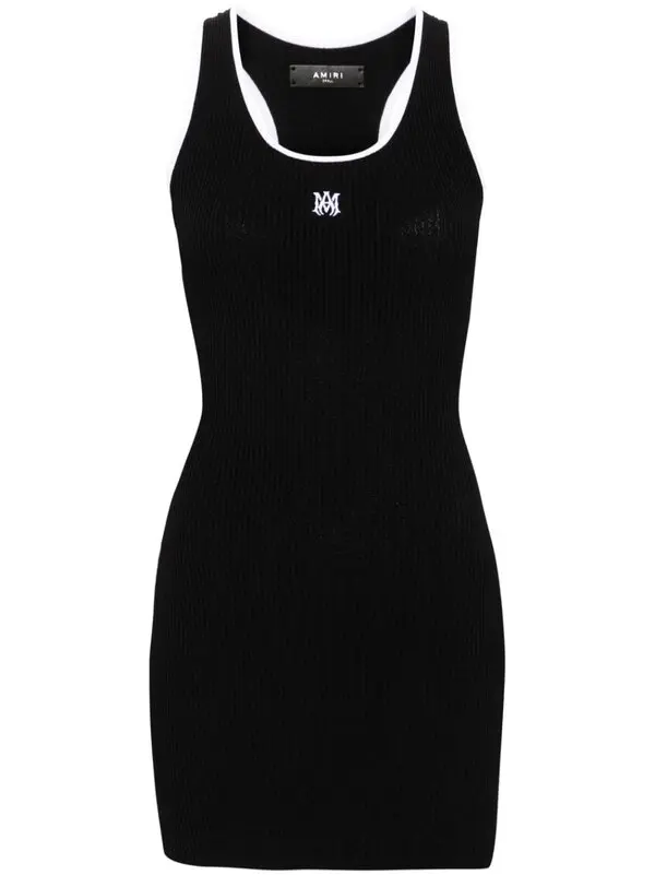 Amiri Ribbed Knit Mini Dress With Contrasting Trim