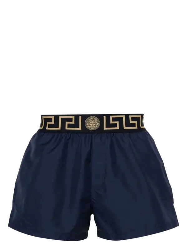 Versace Greca Border Swim Shorts - Blue