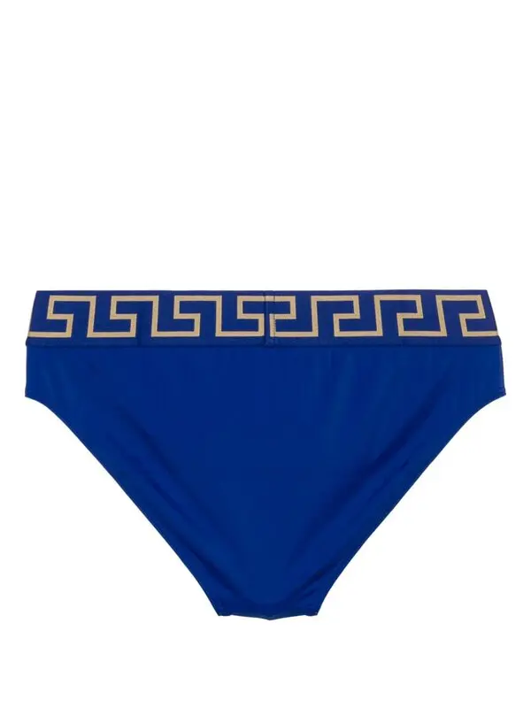 Versace Nylon-blend Swim Briefs With Greca Border - Blue
