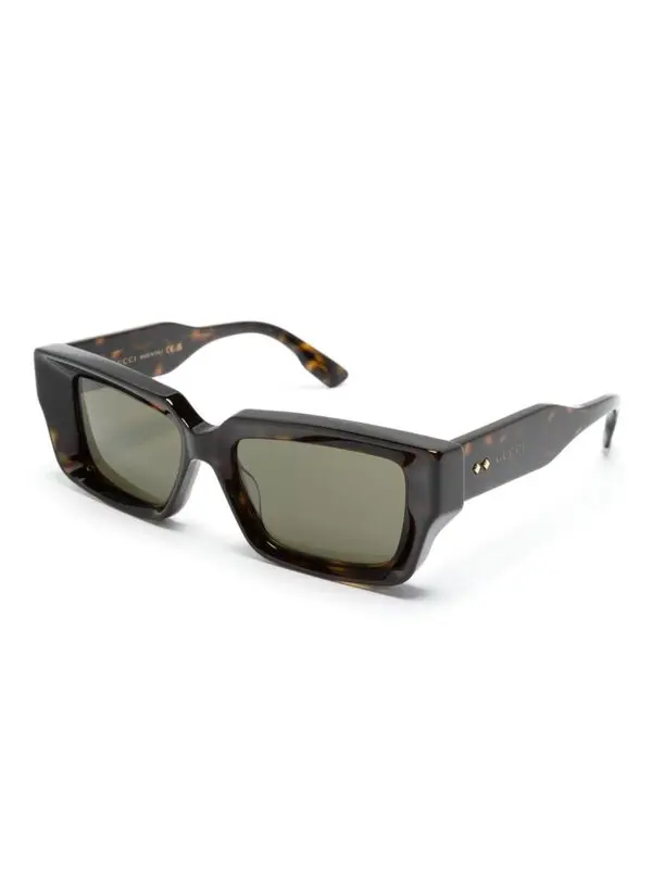 Gucci Tortoiseshell Rectangle Sunglasses - Brown