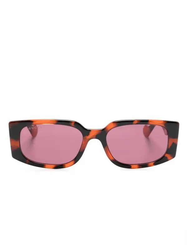 Gucci Tortoiseshell Rectangle Sunglasses - Orange