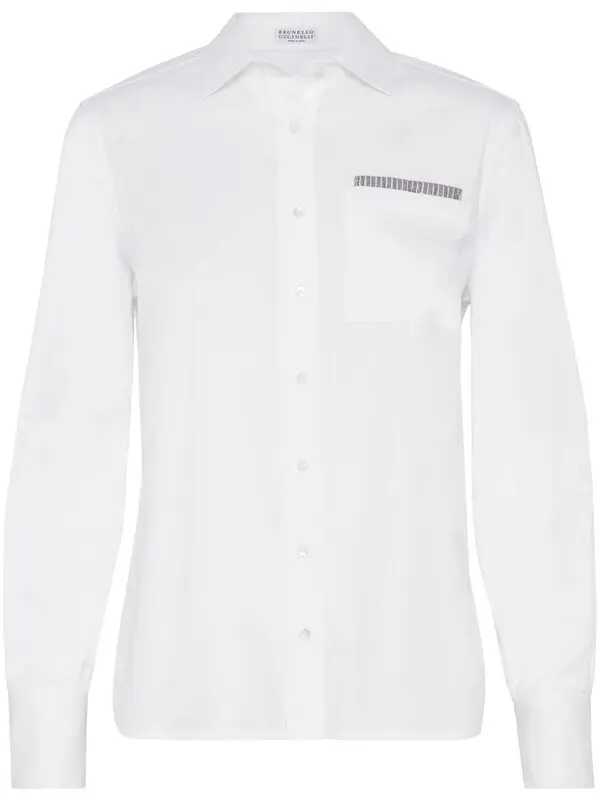 Brunello Cucinelli Long-sleeve Shirt With Monili Detail - White