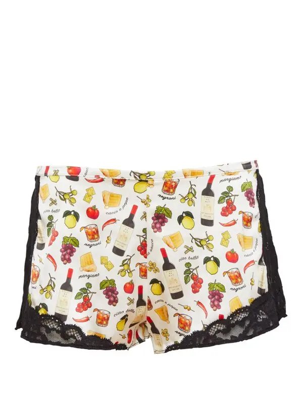 FLEUR DU MAL Charlotte Lace Tap Shorts - Neutrals