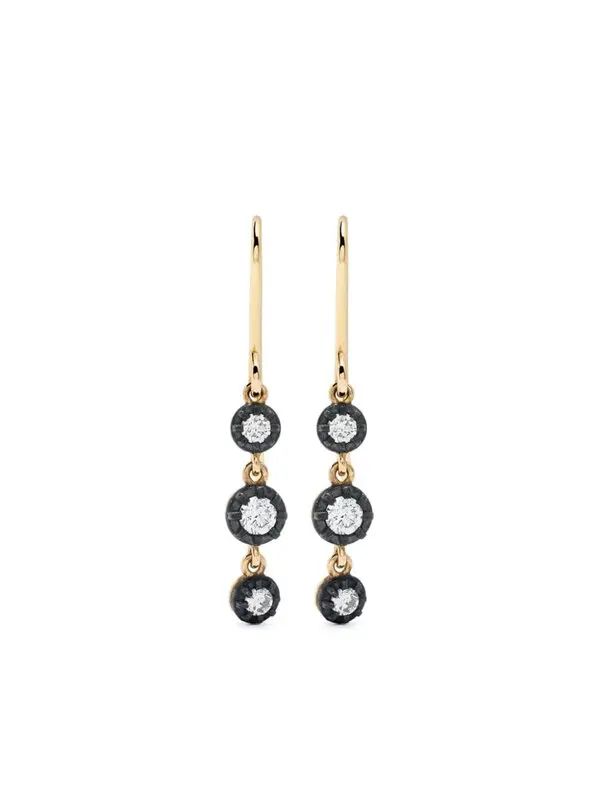 LEANDRA 18kt Yellow Diamond Hook Earrings - Gold