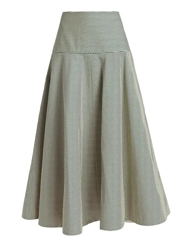 Brandon Maxwell Poppy Striped Poplin Maxi Skirt