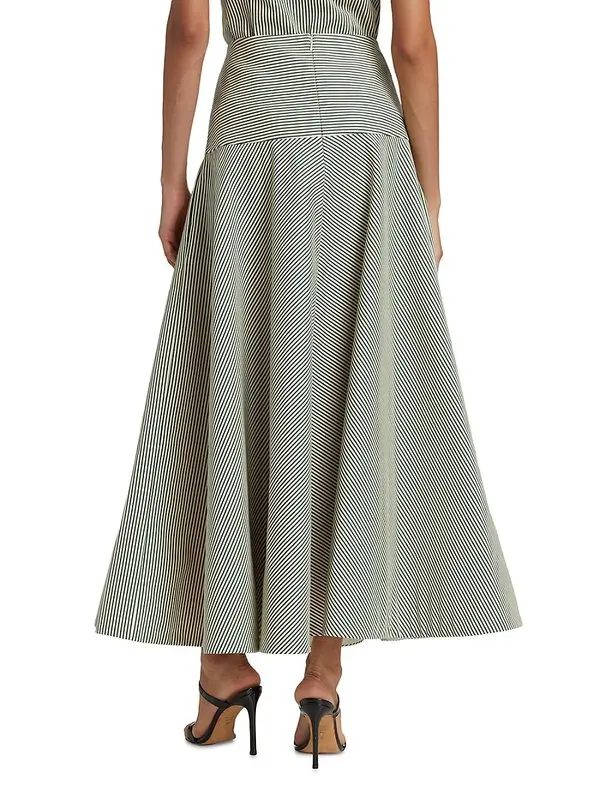 Brandon Maxwell Poppy Striped Poplin Maxi Skirt