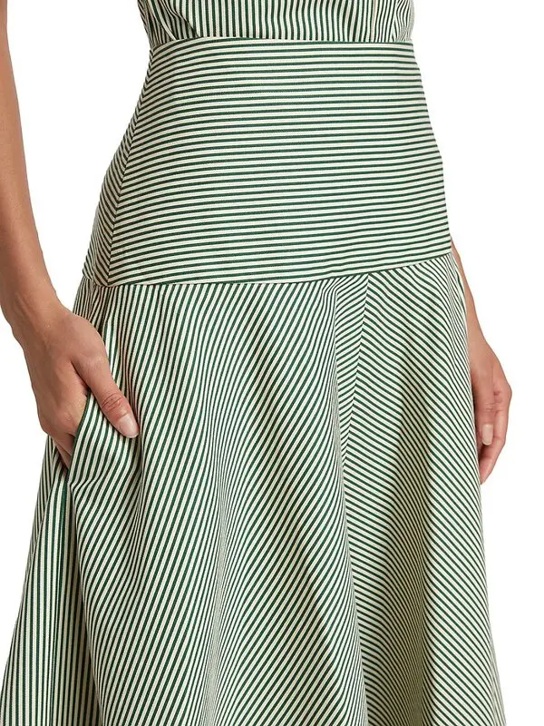 Brandon Maxwell Poppy Striped Poplin Maxi Skirt