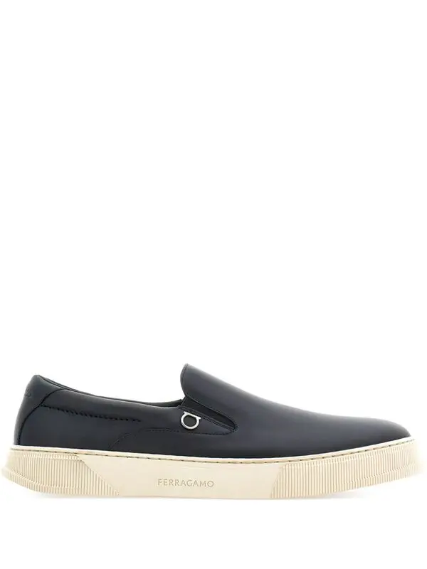 FERRAGAMO Gancini-plaque Leather Sneakers