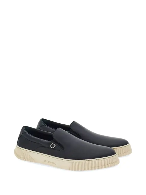 FERRAGAMO Gancini-plaque Leather Sneakers