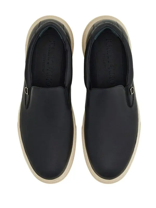 FERRAGAMO Gancini-plaque Leather Sneakers