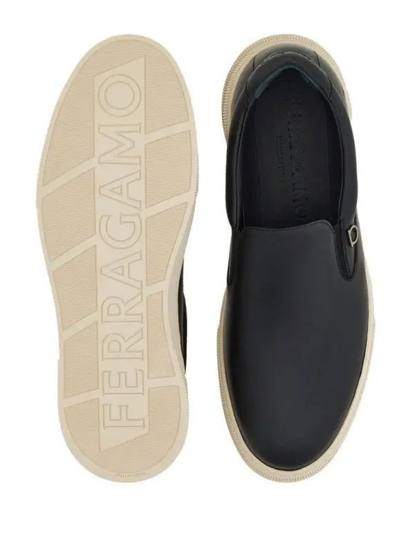 FERRAGAMO Gancini-plaque Leather Sneakers