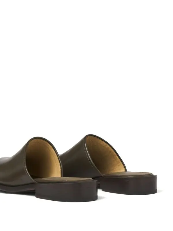 LEMAIRE Square-toe Leather Slippers