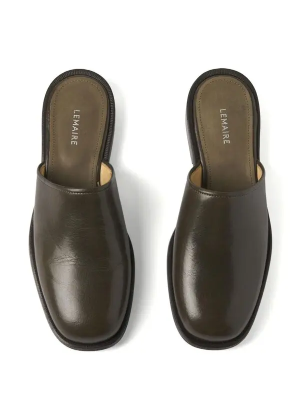 LEMAIRE Square-toe Leather Slippers