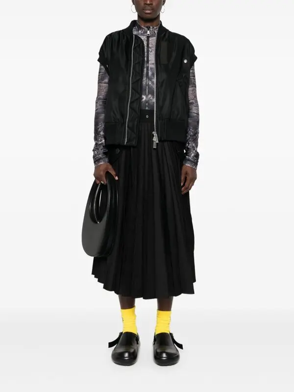 Sacai Plissé Midi Skirt - Black