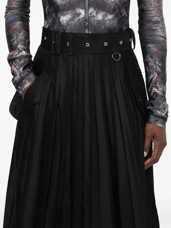 Sacai Plissé Midi Skirt - Black