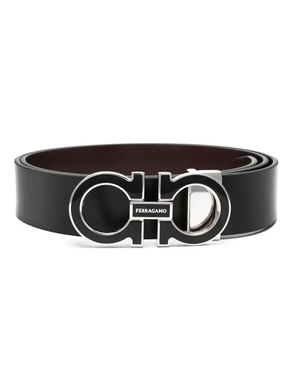 FERRAGAMO Logo-buckle Leather Belt - Black
