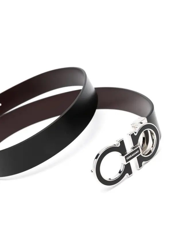 FERRAGAMO Logo-buckle Leather Belt - Black