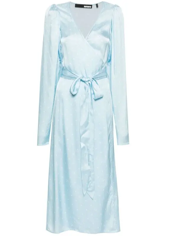 ROTATE BY BIRGER CHRISTENSEN Polka-dot Wrap Midi Dress