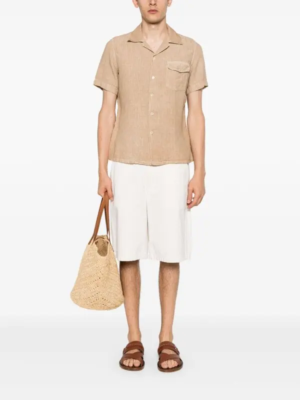 Eleventy Short-sleeve Linen Shirt - Neutrals