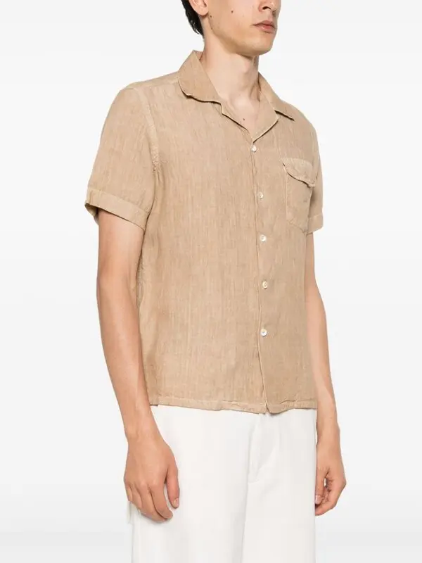 Eleventy Short-sleeve Linen Shirt - Neutrals