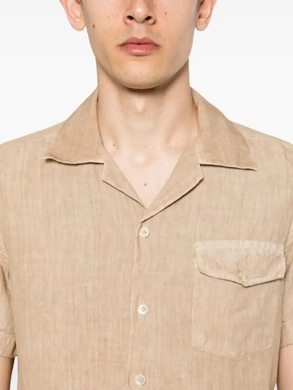 Eleventy Short-sleeve Linen Shirt - Neutrals