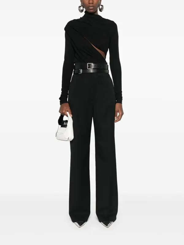 Alexander McQueen Wool Wide-leg Trousers - Black