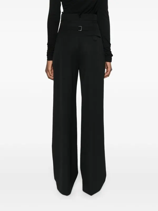 Alexander McQueen Wool Wide-leg Trousers - Black