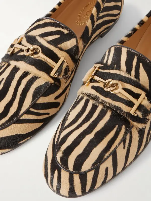 TOD'S Zebra-print Pony Hair Loafers - Animal Print