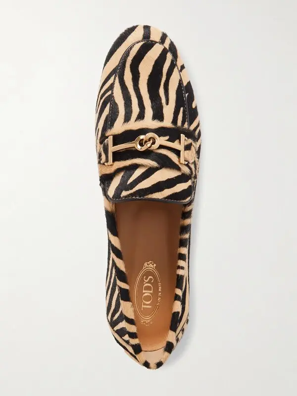 TOD'S Zebra-print Pony Hair Loafers - Animal Print